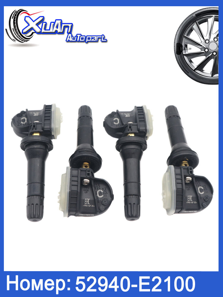 52940-E2100 TPMS Датчик давления шины 433 МГц Подходит для KIA EV5 EV6 EV9 Sonet Sportage NIRO TELLURIDE, Подходит для HYUNDAI Genesis G70 G90 GV60 Palisade Santa Fe Tucson Tucson hybrid Tucson L