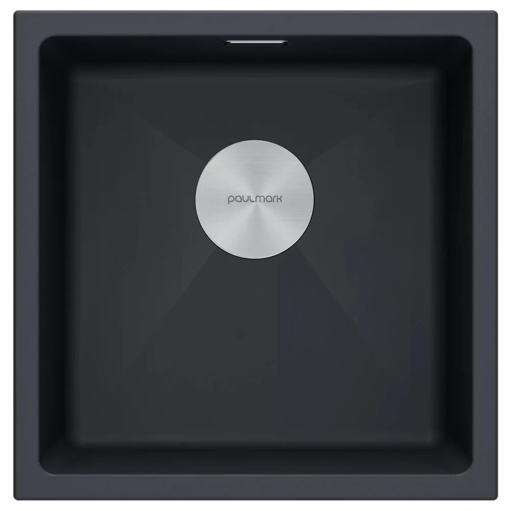 Мойка кухонная Paulmark Lumi LU45-AN 45x46, мойка для кухни, квадратная, черная, под столешницу, серая, матовая