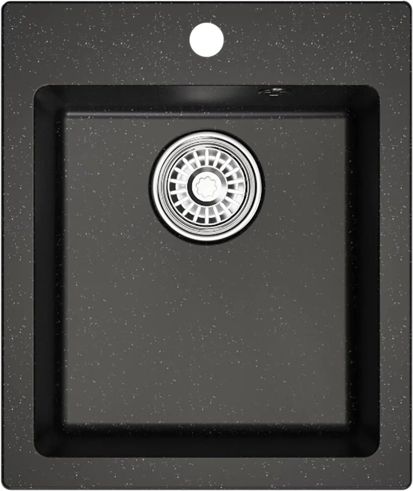 Мойка кухонная Mixline ML-GM14 мраморная, 42x50, прямоугольная, мойка для кухни, черная, матовая