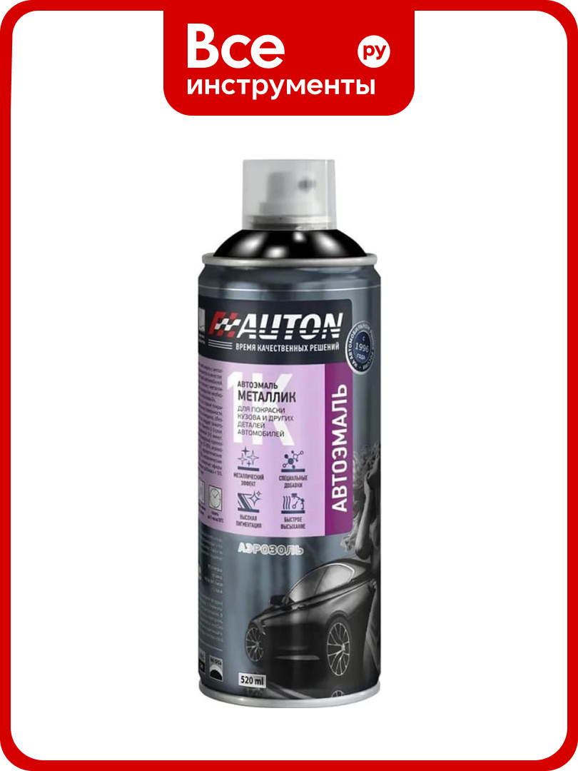 Автоэмаль Auton TOYOTA 209 BLACK металлик, аэрозоль ATN-A53067, алкидная эмаль для кузова, стойкое покрытие для металла