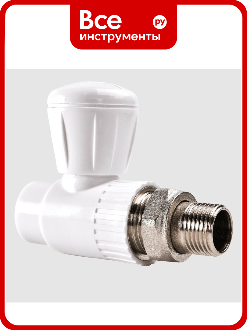 Шаровый кран для радиатора РВК ПП прямой D25 3/4 НР 020307 из полипропилена профессионального класса для водяных систем