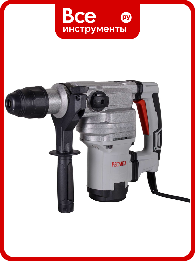 Перфоратор Ресанта П-40-1600КМ SDS-Max 75/3/7, 1600 Вт, пластик с вертикальным двигателем, предохранительная муфта
