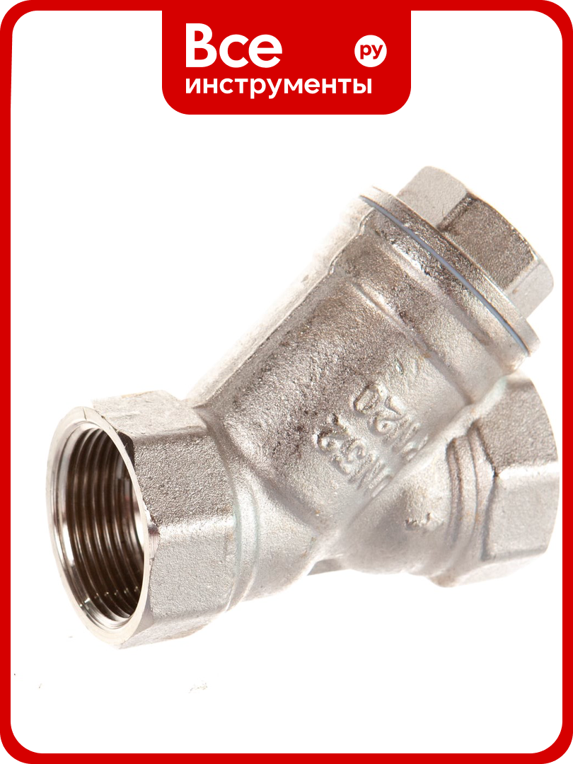 Фильтр сетчатый для воды муфтовый (1 1/4") Valtec VT.192. N.07 85071 из никелированной латуни, косой конструкции
