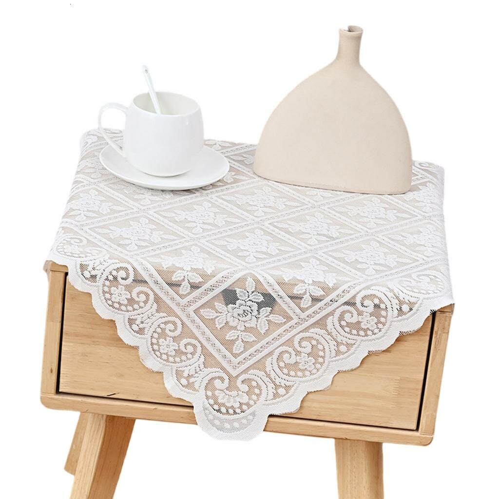 Белый кружевной скатерть-дорожка, 90*90cm