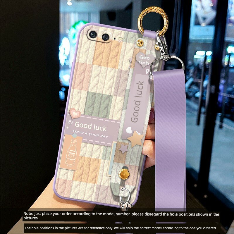 Силиконовый чехол для iPhone 6 Plus с узором вязки в цвете лавандовый фиолетовый, включает регулируемый ремешок