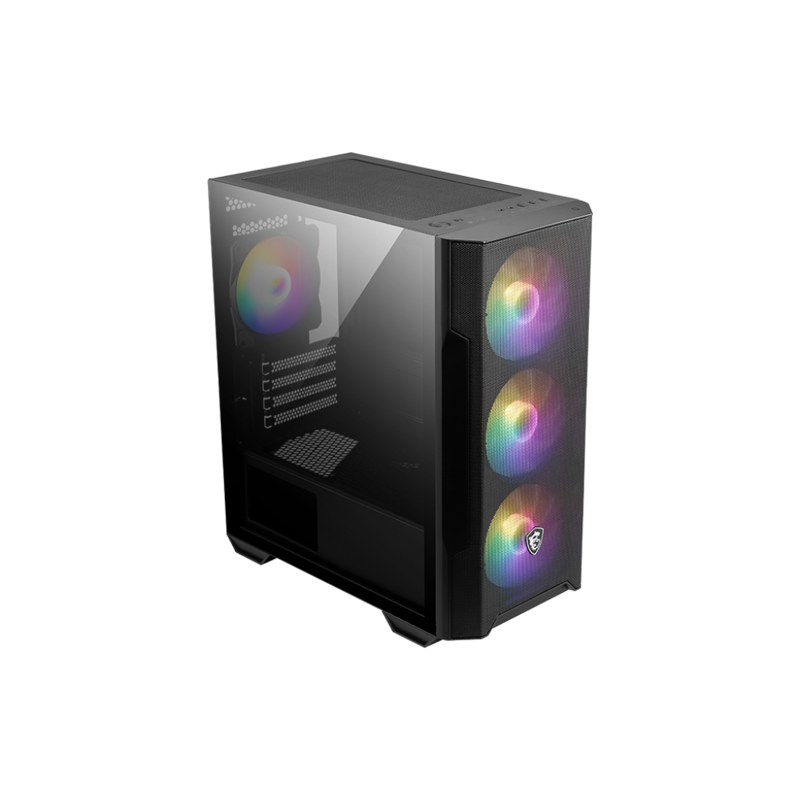 Корпус ПК MSI MAG FORGE M100R, Mini‑Tower, 4×120 мм ARGB, 2×USB 2.0, 1×USB 3.0, mATX, mITX, чёрный