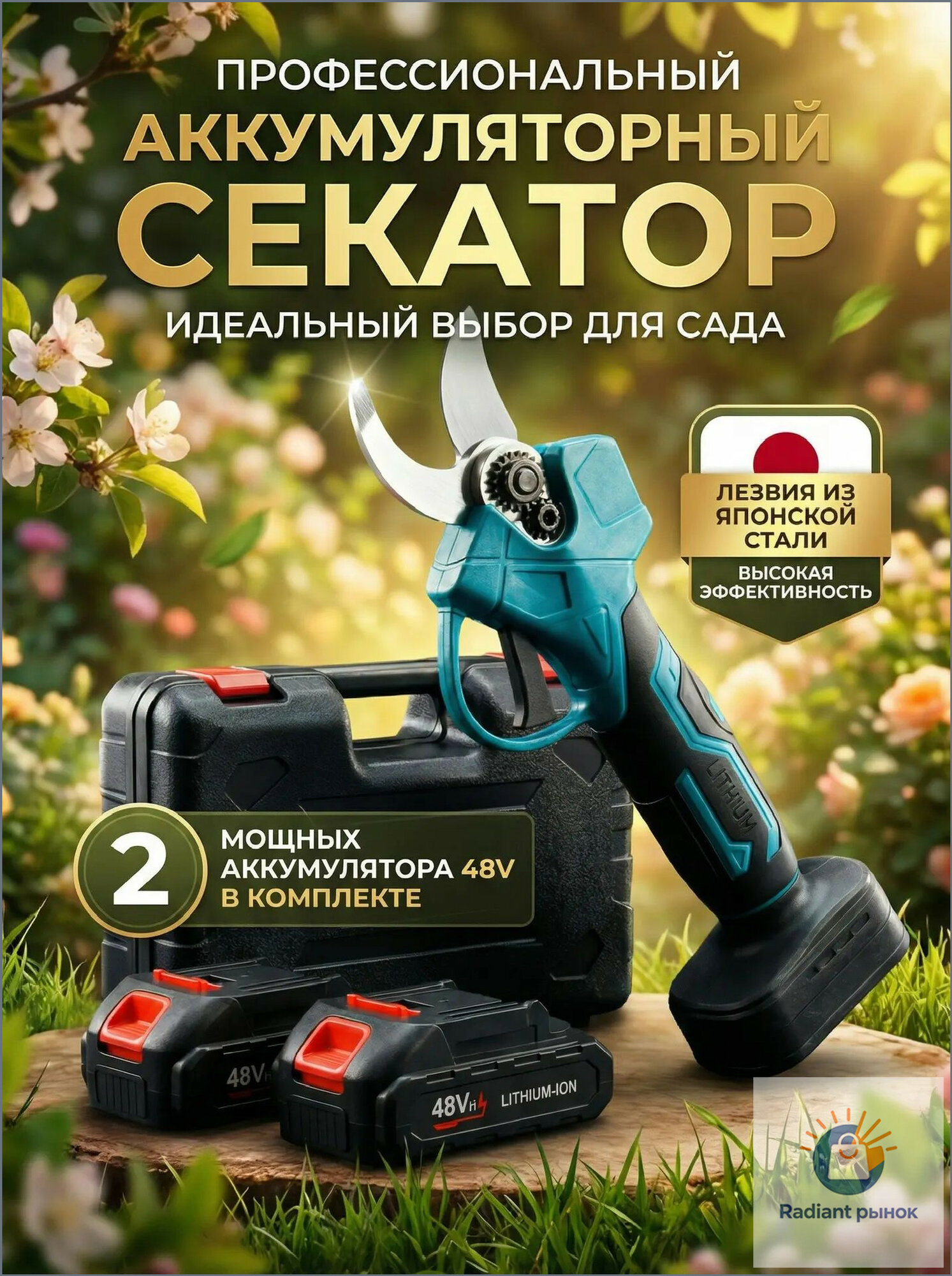 Секатор аккумуляторный садовый / сучкорез аккумуляторный