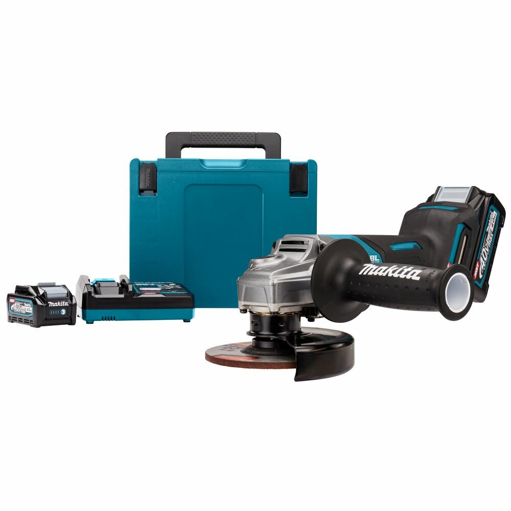 Аккумуляторная УШМ Makita GA013GU201 2Акб 4Ач 40Вольт, кейс, 125 мм бирюзовый/черный