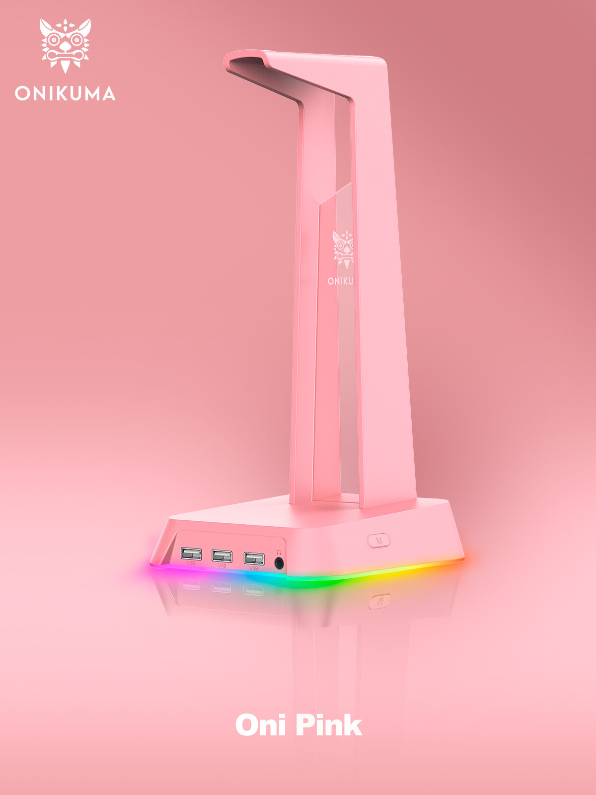 Подставка для наушников ONIKUMA Oni Pink розовая c RGB подсветкой