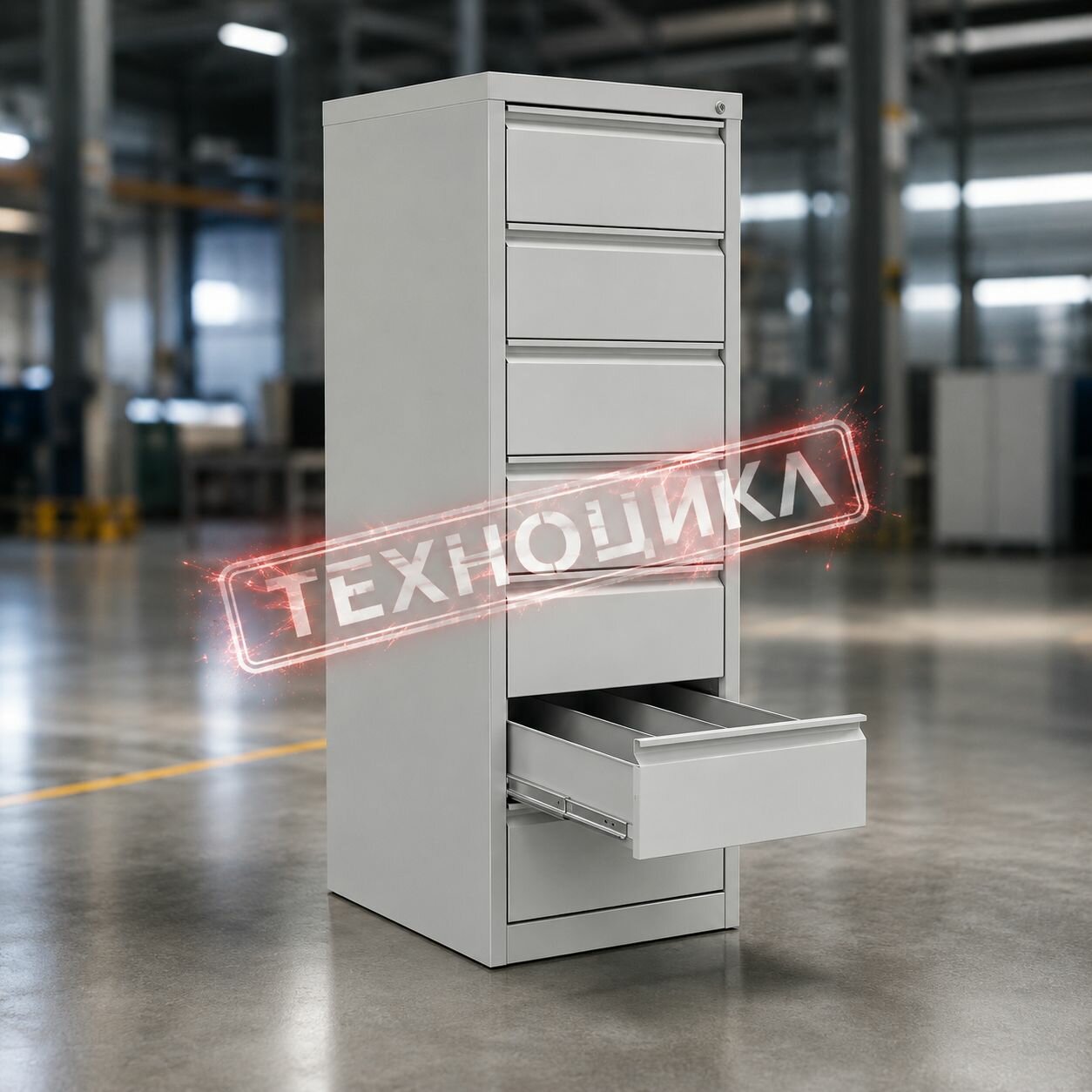 Шкаф картотечный металлический техноцикл ТЦК-КТ-033, формат А6, 7 ящиков, 1370х530х590 мм, исполнение Премьер