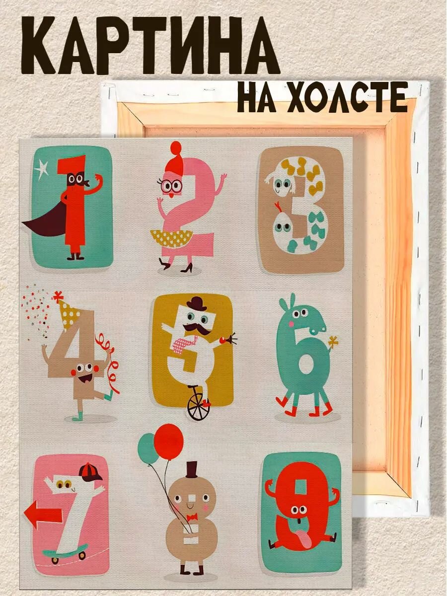 Картина на стену в детскую комнату Цифры