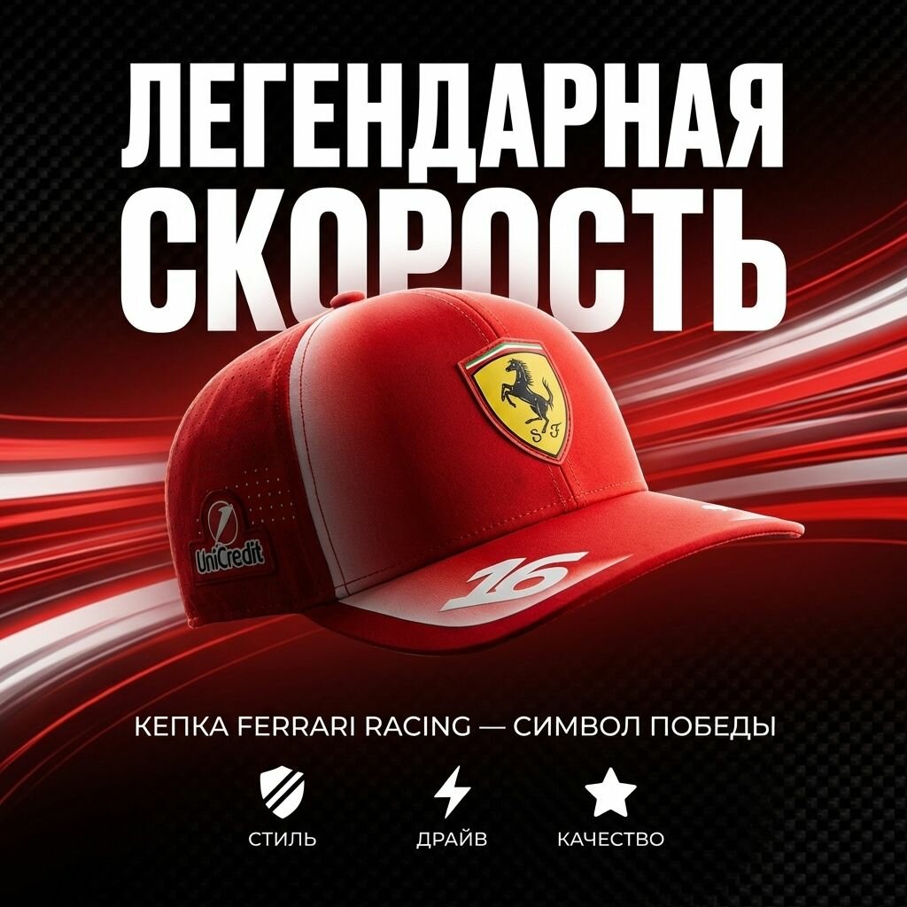 Бейсболка для рыбалки и охоты Ferrari 2026 Серия F1 рыбалка охота