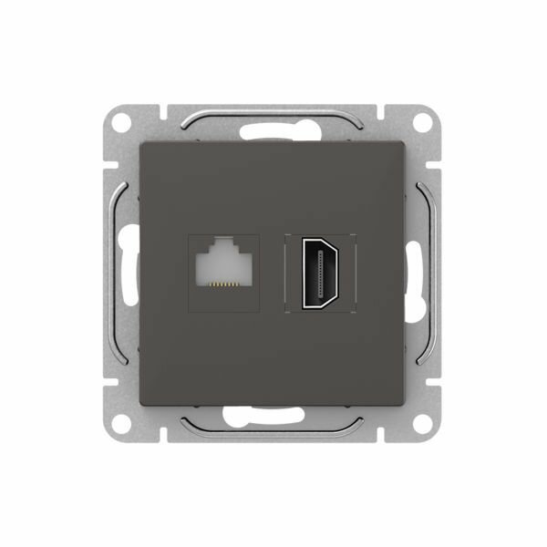 Розетка СП Эпика HDMI + RJ45 кат.5 механизм мокко EKF UP1-SOM-HDMI-RJ45