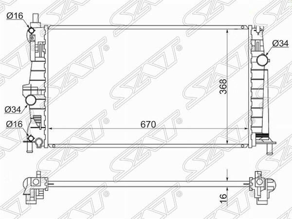 Радиатор SAT SG-MZ0008-2 Mazda 3 08-13 / Axela 09-13