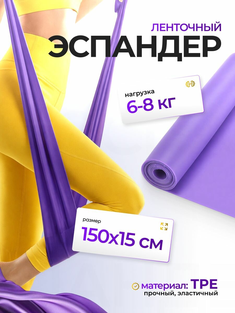 Эспандер ленточный спортивный для тренировки, фитнес резинка для растяжки, йоги и пилатес,1500*150*0.45