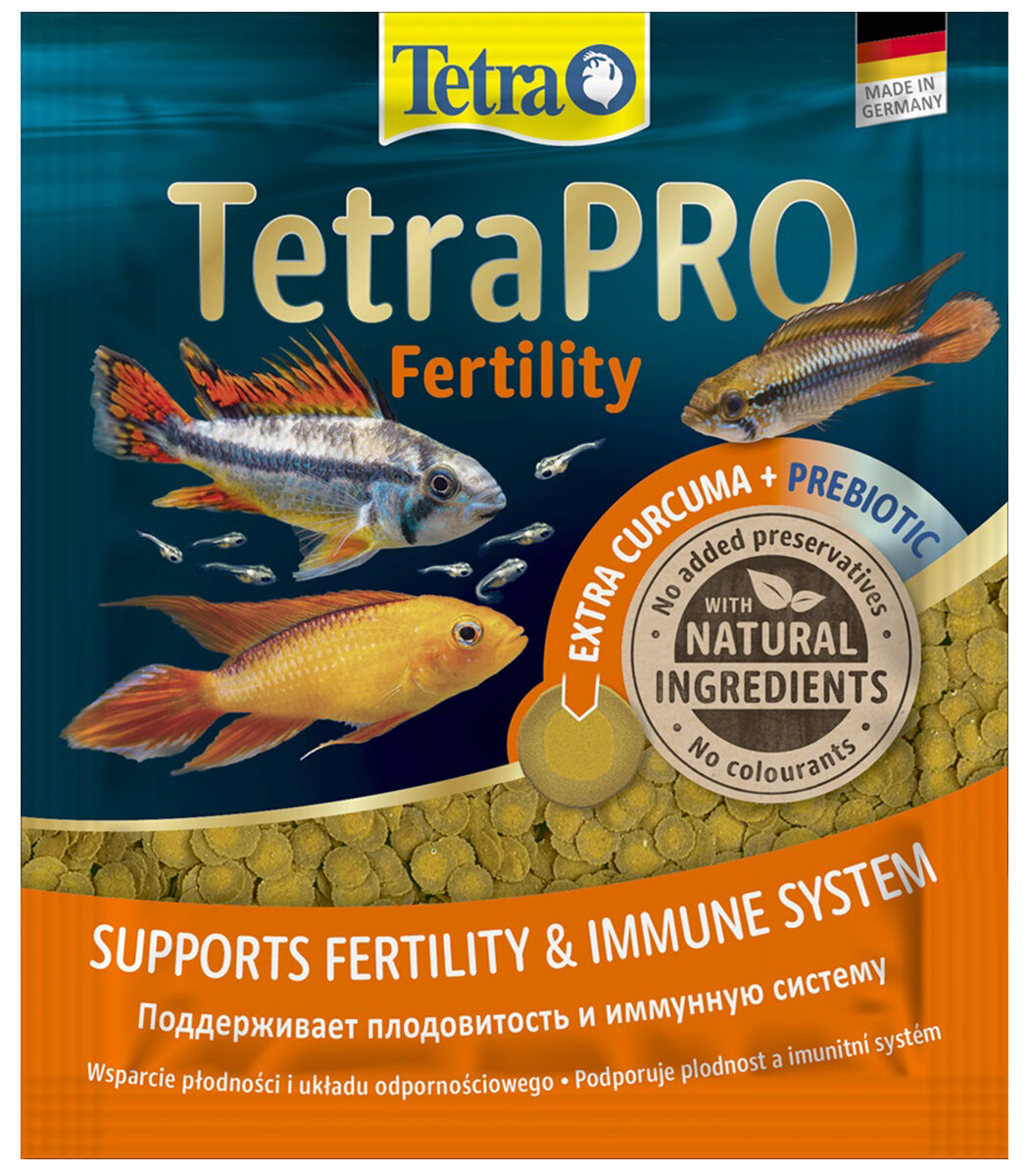 Корм чипсы Tetra Pro Fertility для всех видов рыб для поддержания репродуктивных функций, куркума, 12 г