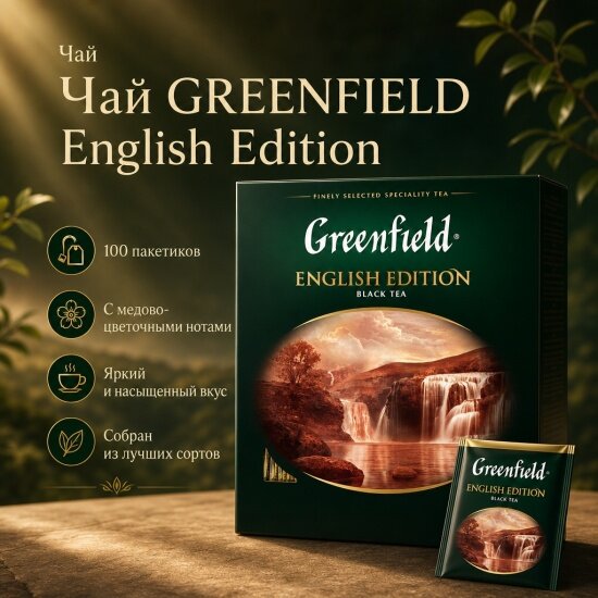 Чай Greenfield English Edition черный, 100 пакетиков