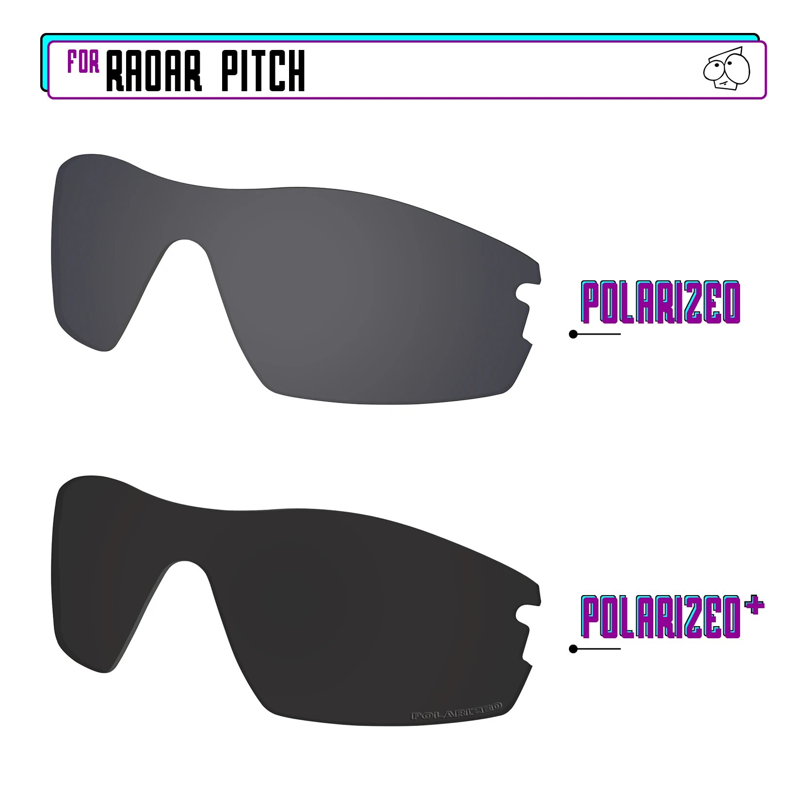 EZReplace Поляризованные линзы для Oakley Radar Pitch BlackP Plus-BlackIRP, Черный