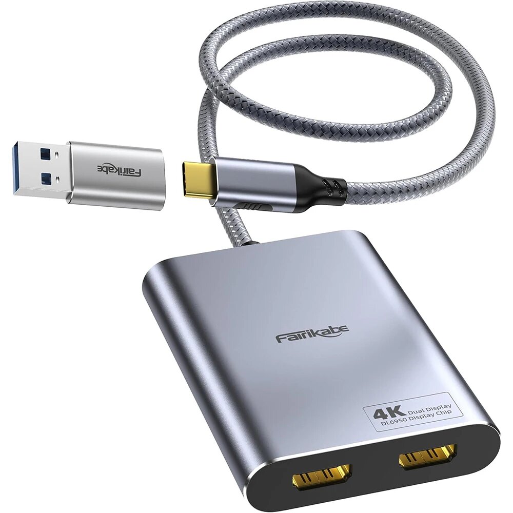 Fairikabe USB C разветвитель на два HDMI для Mac M1 M2 M3