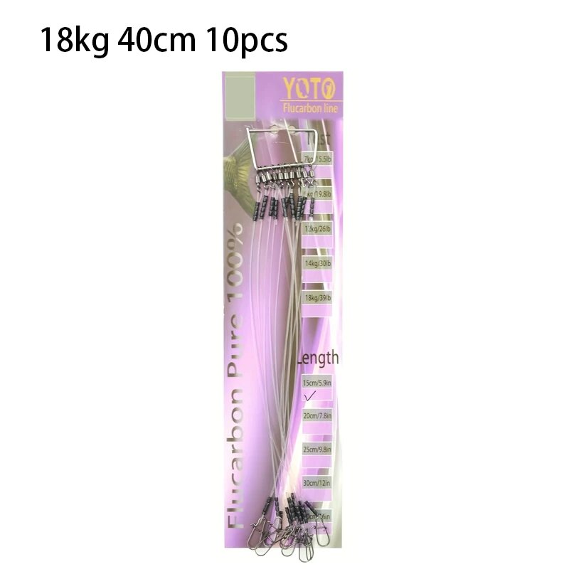 Fluorocarbon Fishing Leaders Set 10 pcs 100m 18kg40cm-10pcs