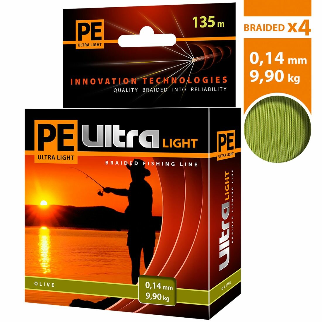 Плетеный шнур AQUA PE ULTRA Light 135m olive, 0.14mm