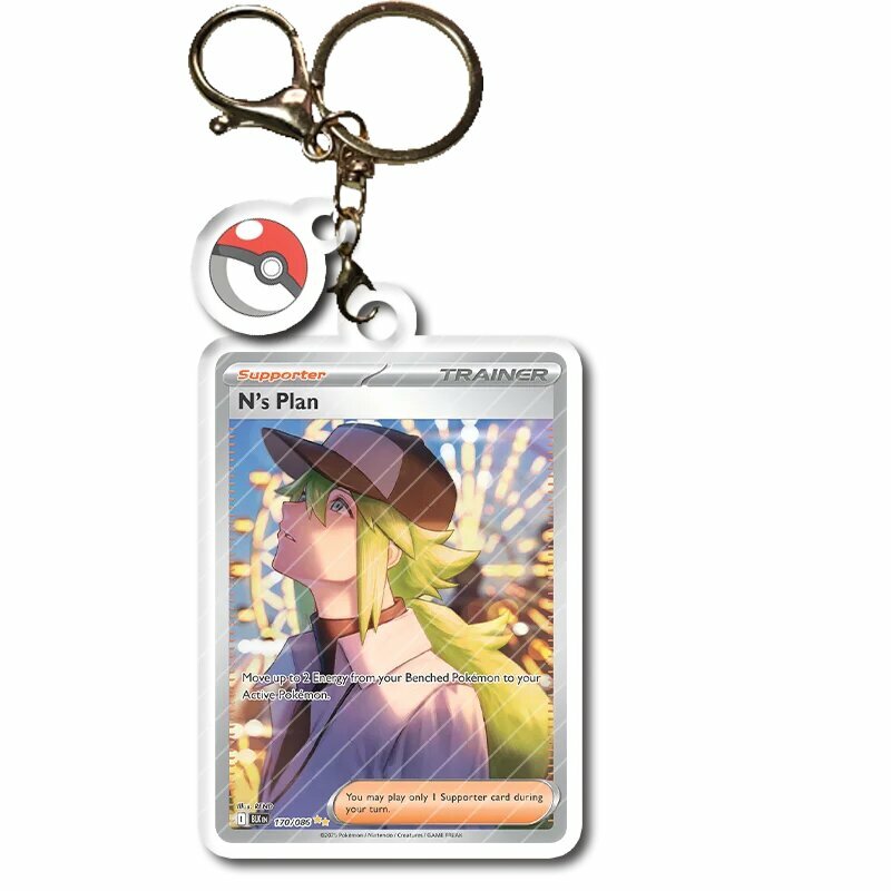 Pokemon N's Plan Trainer Card Акриловый брелок, pocket-N1