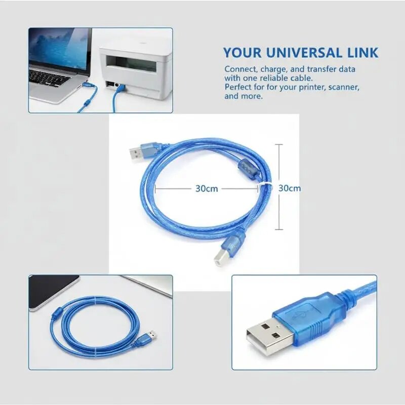USB кабель для принтера, 0.3м, Color: one size A1 — фото 1
