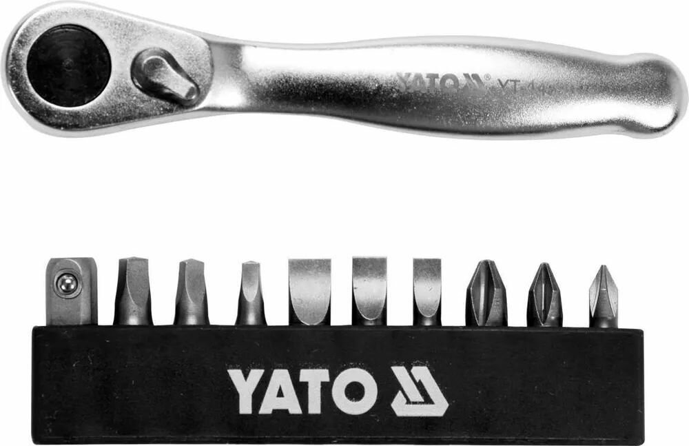 Набор инструмента 1/4" трещотка + биты 11 предметов YATO, YT-14390