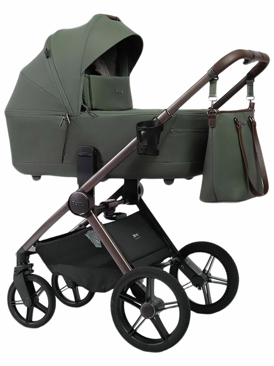 Коляска детская Peppy Monaco Thermo 2 в 1 Green (зелёный), рама серо-коричневая