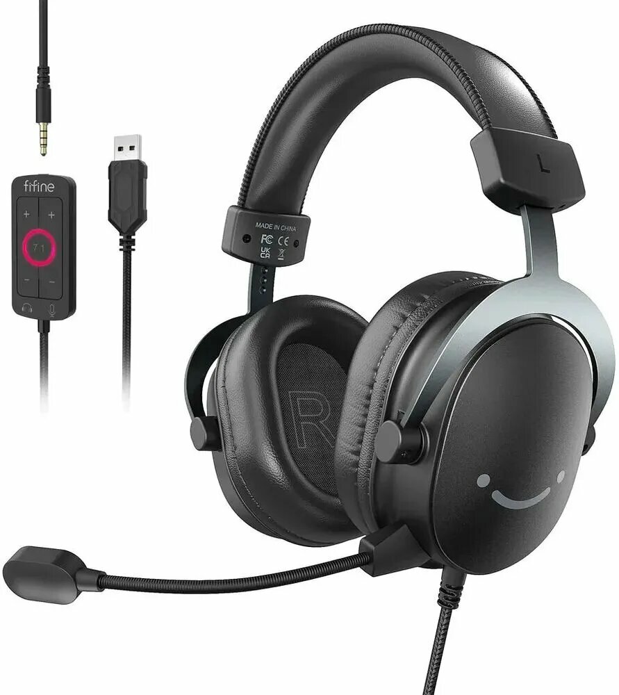 Наушники проводные Fifine Gaming Headsets H9, с объёмным звуком 7.1, чёрные