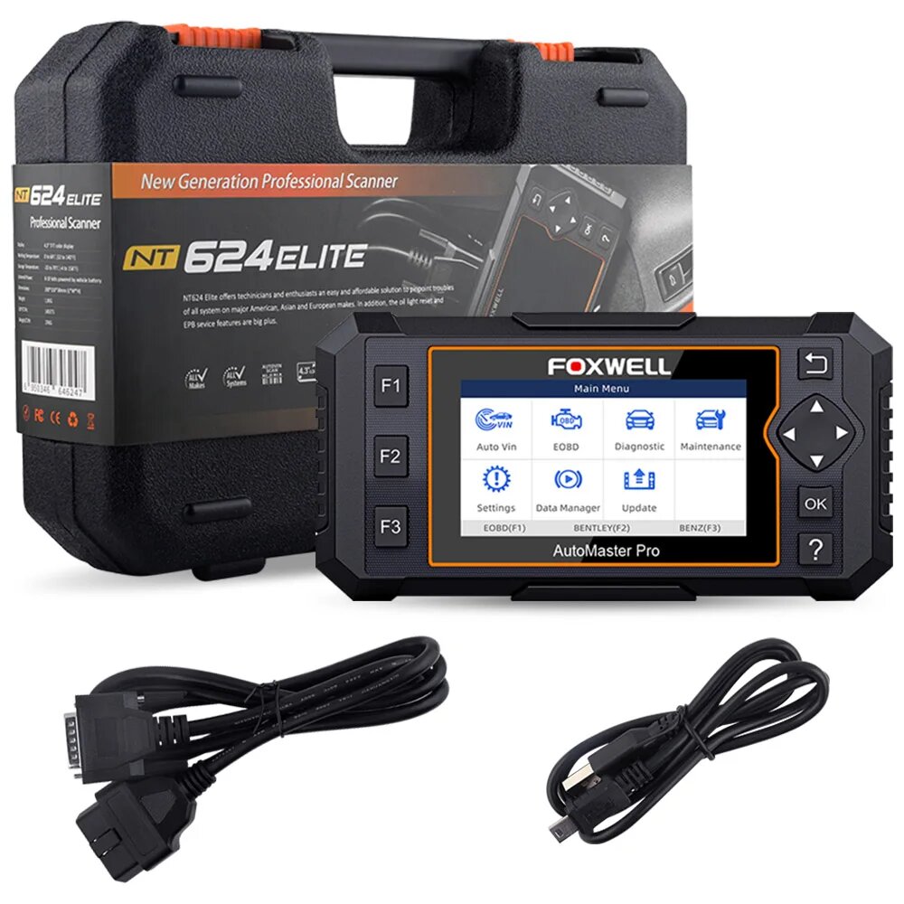 FOXWELL OBD2 сканер NT624Elite автомобильный диагностический сканер все системы считыватель кодов SAS/Oil/EPB 8, сброс OBD2 сканер диагностический инструмент