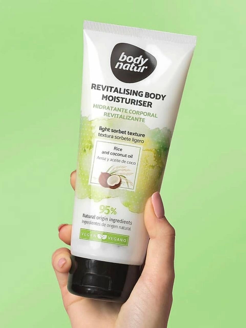 BODY NATUR Крем для тела рис и кокосовое масло Revitalising Body Moisturiser, 200 мл