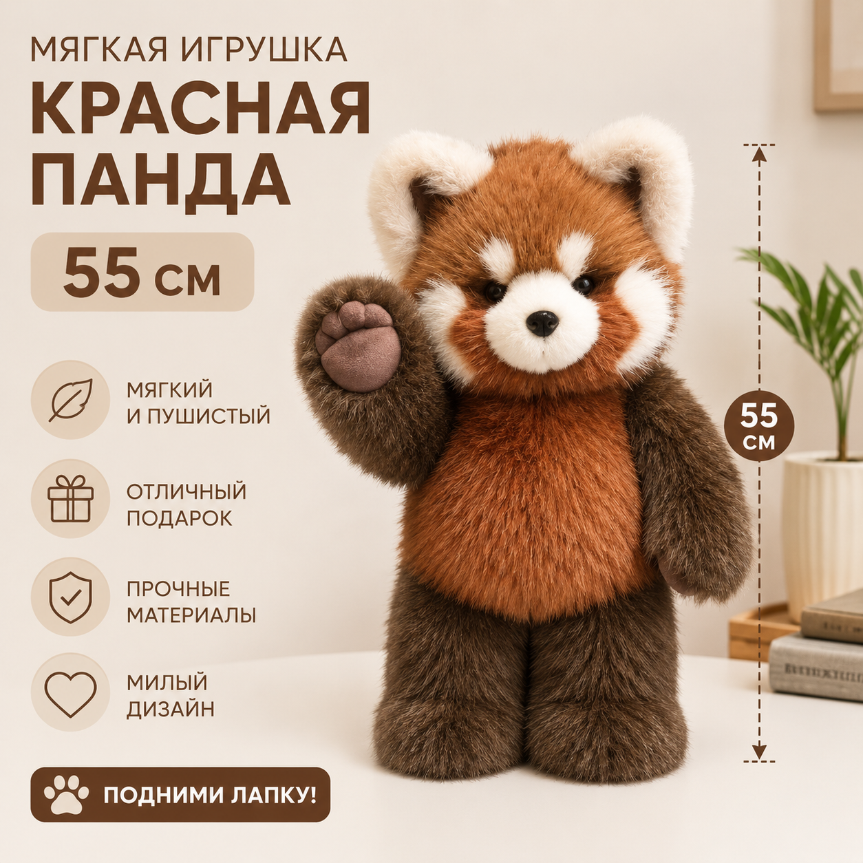 Бегающая игрушка панда 55см плюш