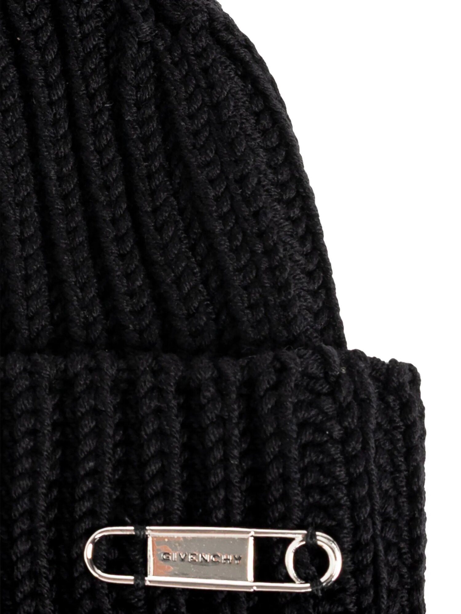 Шапка GIVENCHY Logo-plaque ribbed beanie hat для мальчиков, размер OneSize, black/black — фото 1