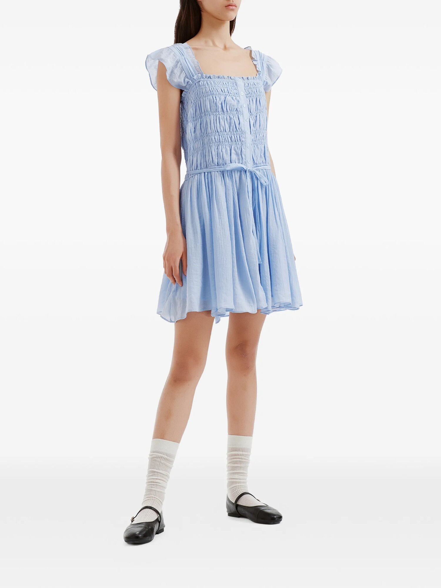 Платье B+ab Ruffled-sleeve mini dress, размер 42, синий — фото 1