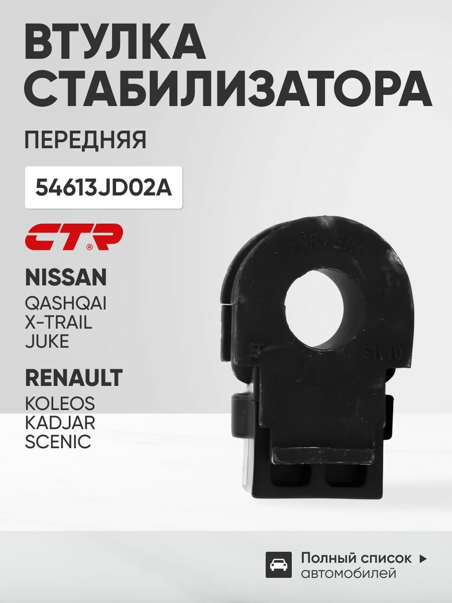 Втулка стабилизатора передняя Nissan Qashqai, X-Trail, Juke, Renault Koleos, Kadjar, Scenic ; 54613JD02A