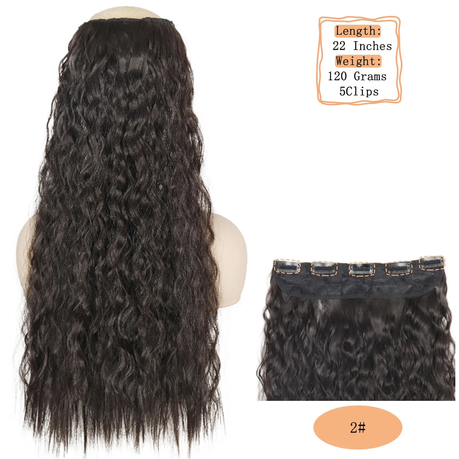 Синтетические накладные волосы NICESY, 5 клипс, 22 дюйма, волнистые, 22inches120g, 2