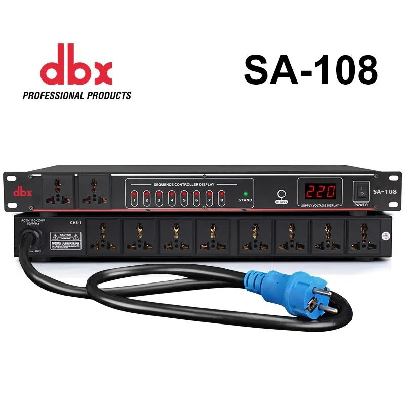 DBX-SA108,8-канальный + 2-канальный секвенсор питания, контроллер последовательности, переключатель защиты питания аудиооборудования