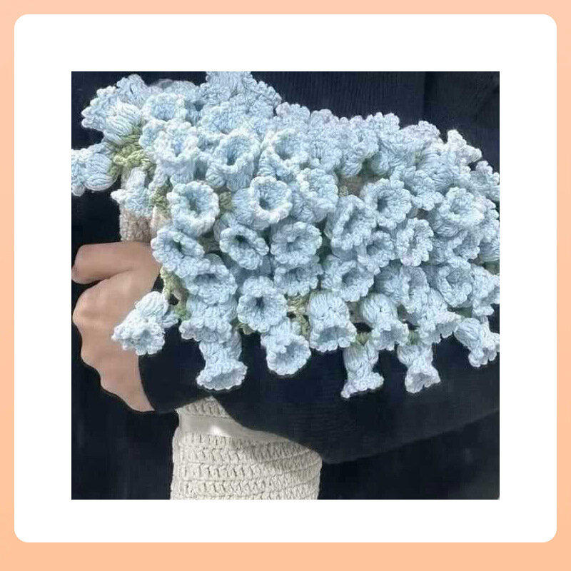 Светло-бежевый + Красные Розы Набор для Вязания Покрывала DIY - 70 см, Схема с Нитками и Цветами