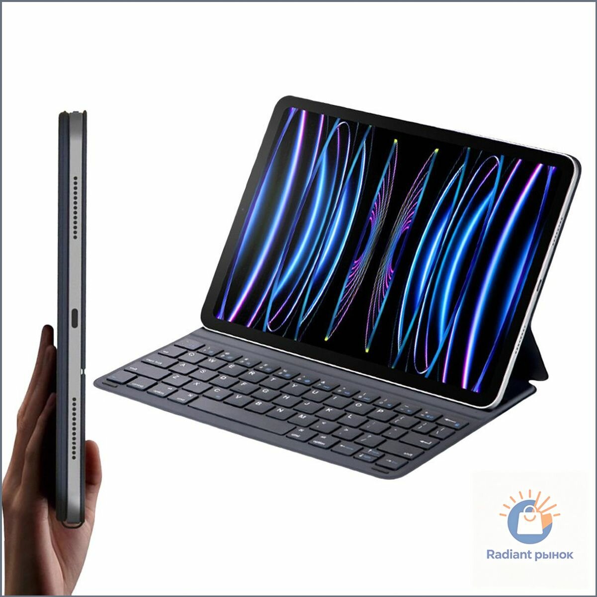 Клавиатура беспроводная Bluetooth-клавиатура для планшетов, совместимость с iPad Air 11 2024, стандартный Bluetooth 5.0, Английская раскладка, черный