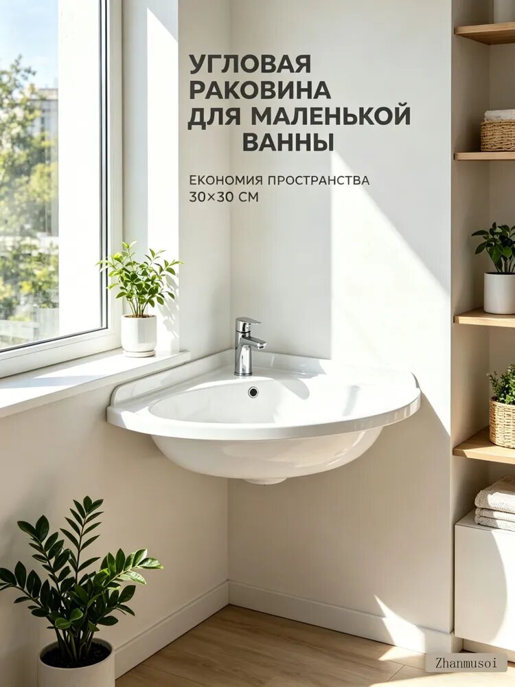 Стенная Угловая Раковина Из Пластика Для Малых Ванных Комнат, 1 Штука