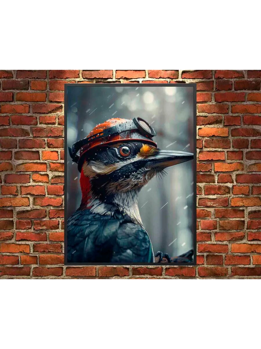 Дятел-птица-строитель 3, Плакат 30x42см