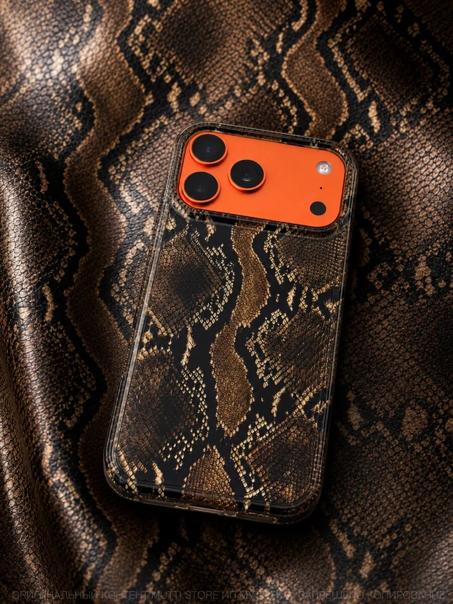 Чехол для iPhone 17 Pro Max и 18 Pro Max Коричневый питон