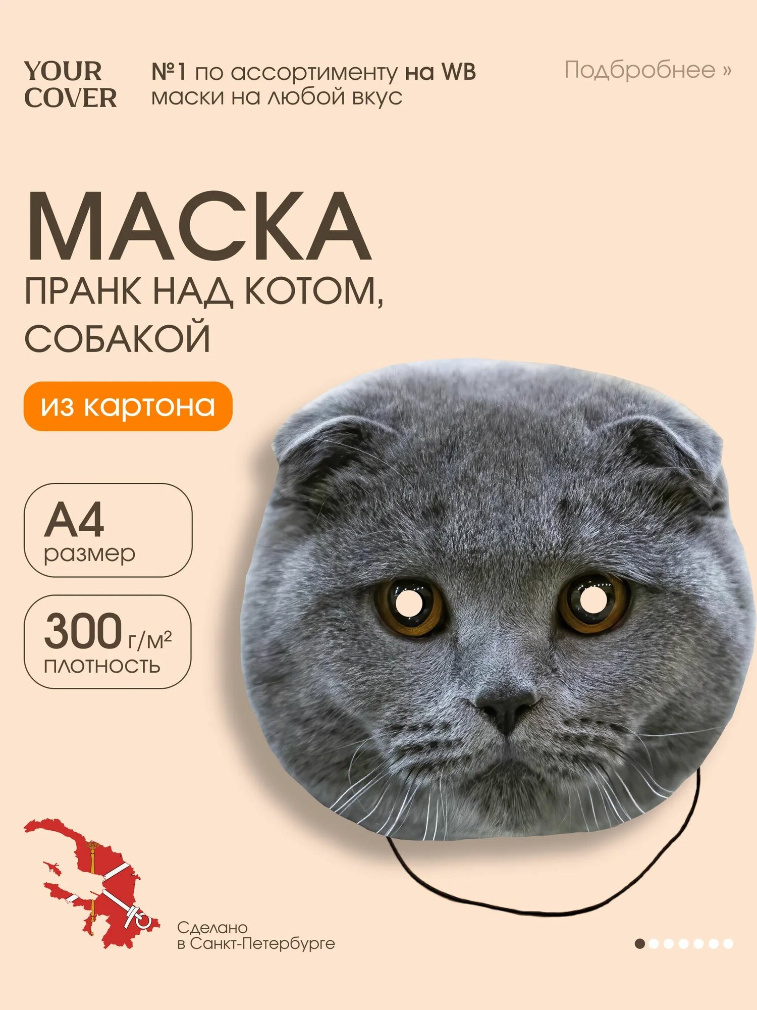 Маска Пранк Кот Картон — фото 1
