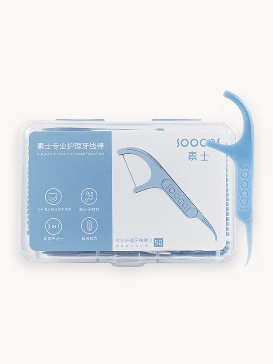 Зубная нить Soocas Dental Floss Pick (1 упаковка) 50шт (D1-CN1), флоссер