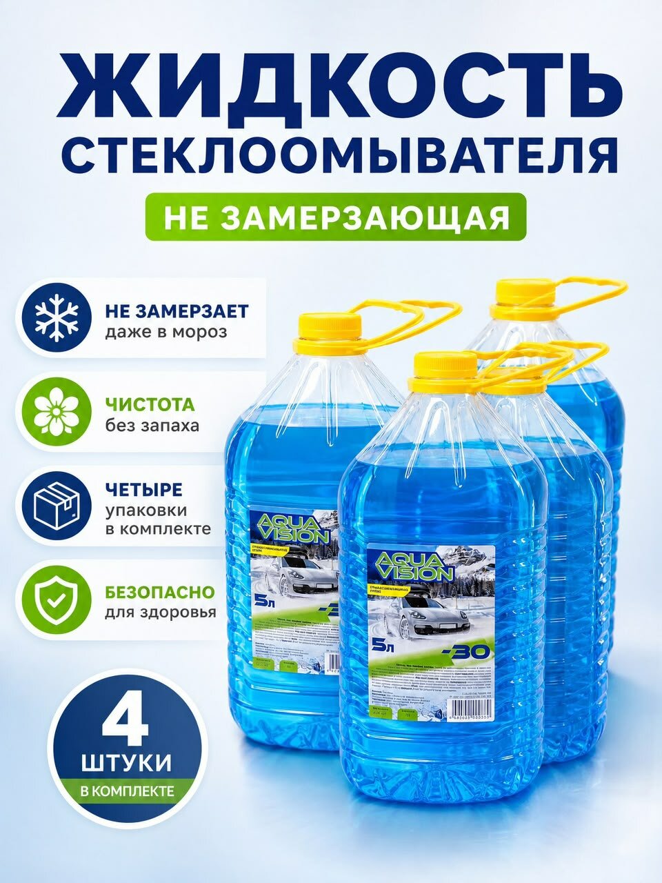 Жидкость стеклоомывателя готовый раствор 20 л, 4 шт.