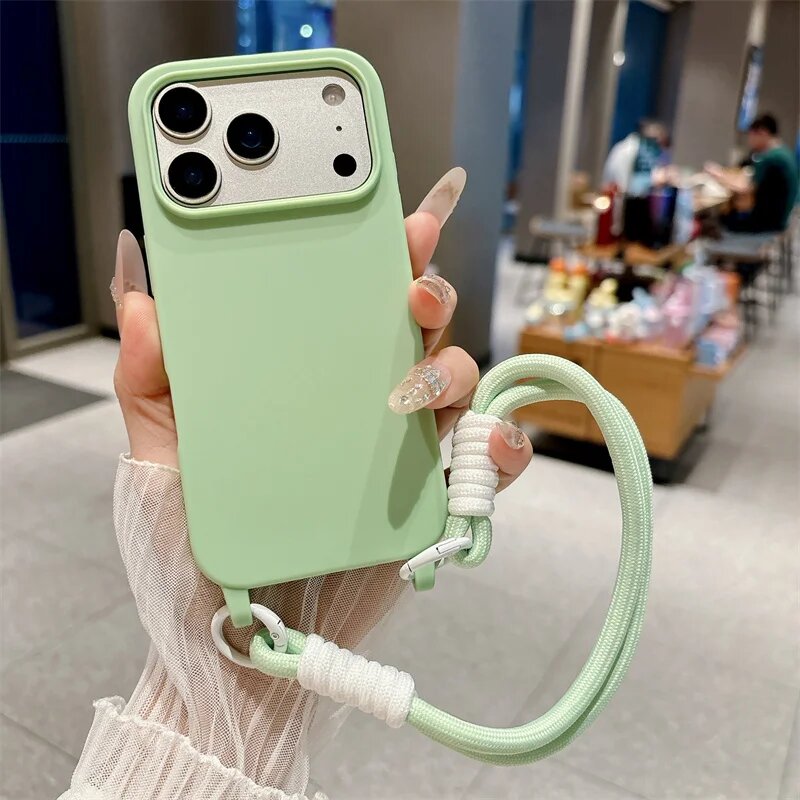 Чехол для iPhone 14 Pro, Matcha Green, с ремешком