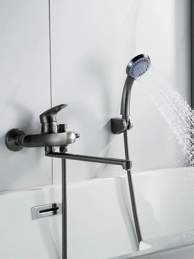 Смеситель для ванны Shevanik S5072T, оружейная сталь