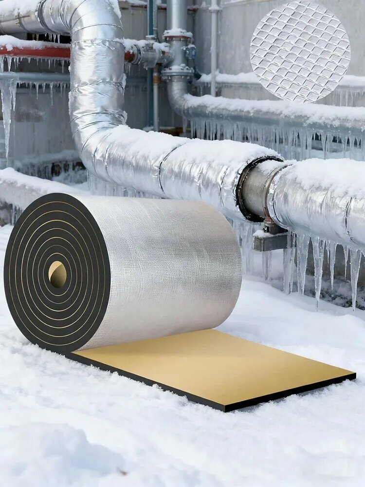 Утеплитель для труб самоклеящийся фольгированный, Подходит для веранд, крыш, дверей и окон, железных домов и сараев для разведения животных