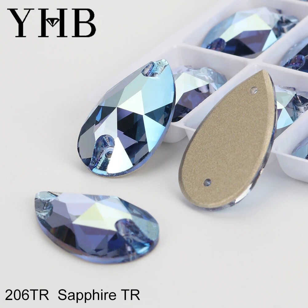 Стразы YHB 206TR Sapphire, 10.5x18 мм, 24шт